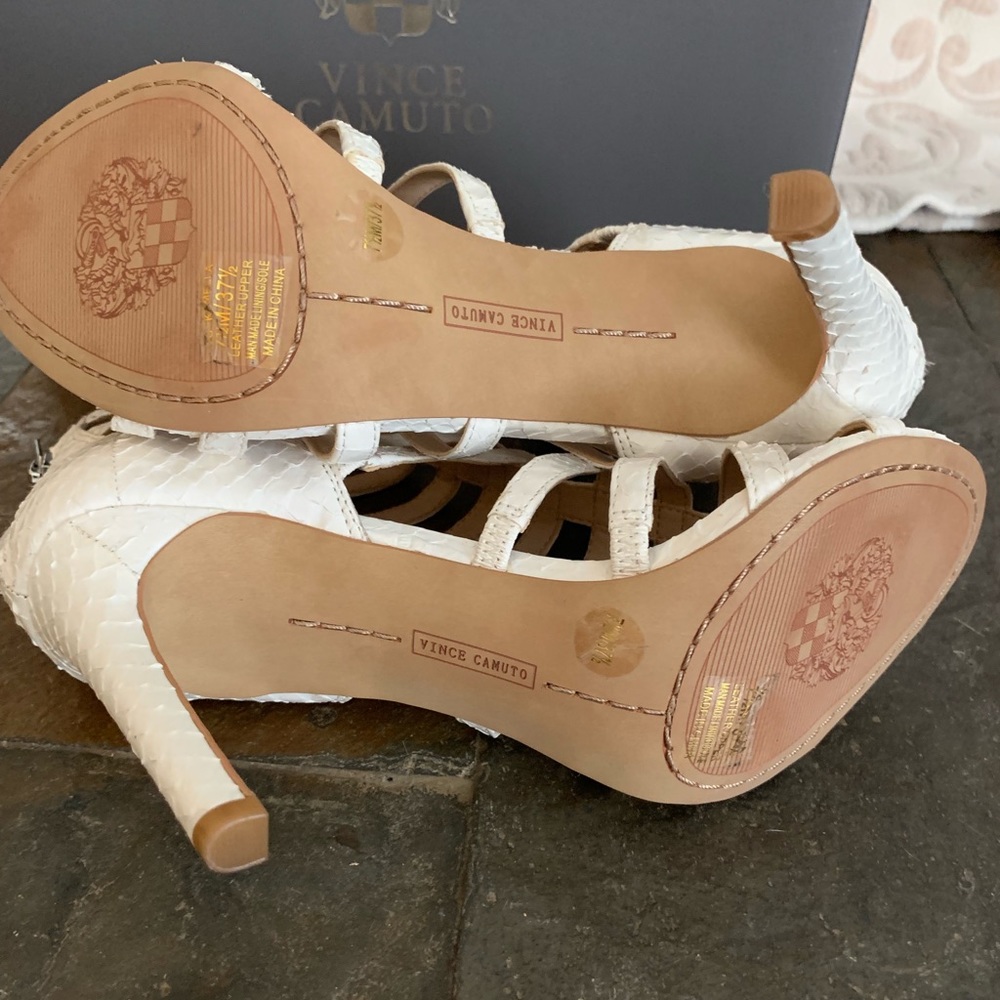 Vince Camuto White/Ivory Python Pumps - Gem